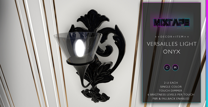 Second Life Marketplace - MIXTAPE Decor - versailles light - onyx